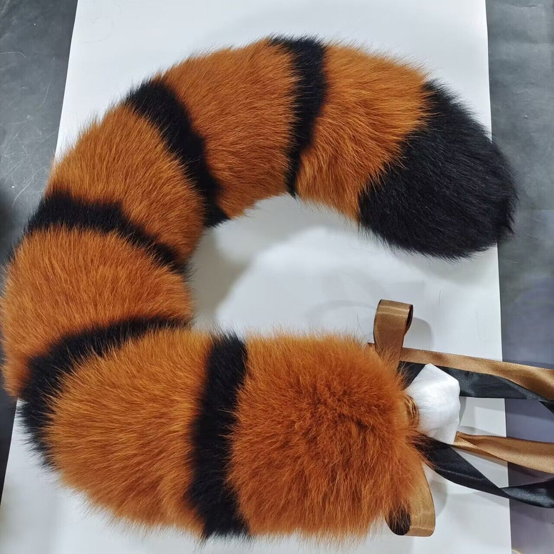 Orange Black Real Fox Tail Fox Tail Cosplay Anime Sexy Cute Animal ...