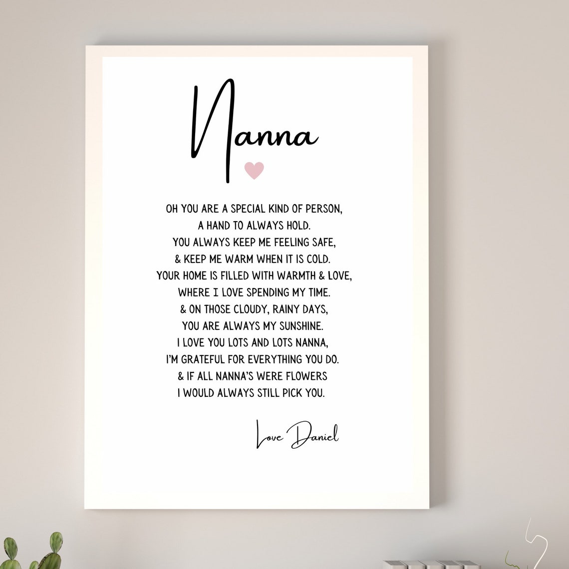 Nanny Nanna Grandma Nan Poem Print Personalised With | Etsy