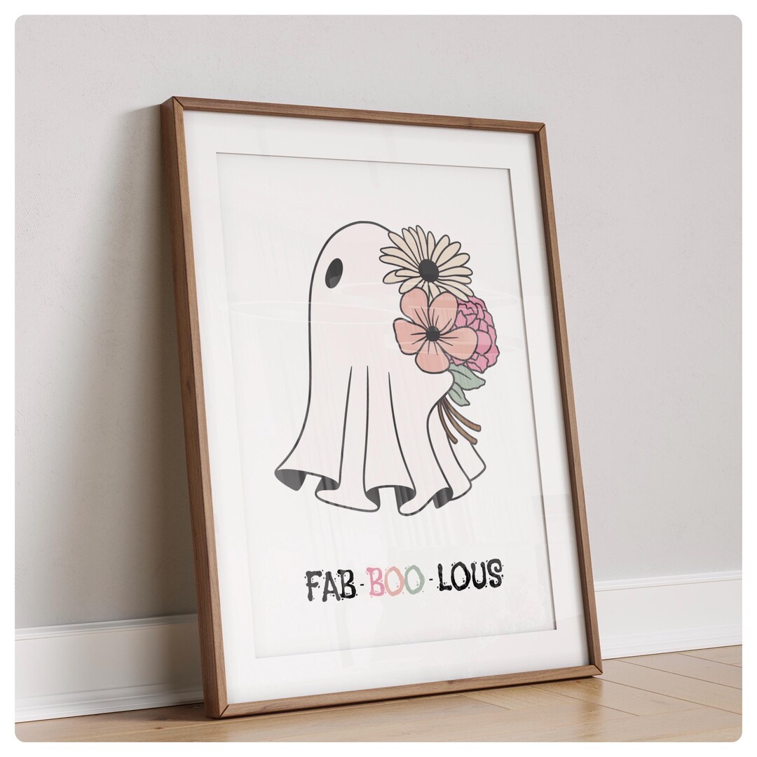 Cute Fab-boo-lous Ghost Print, Quote, Halloween Decorations, Cute ...