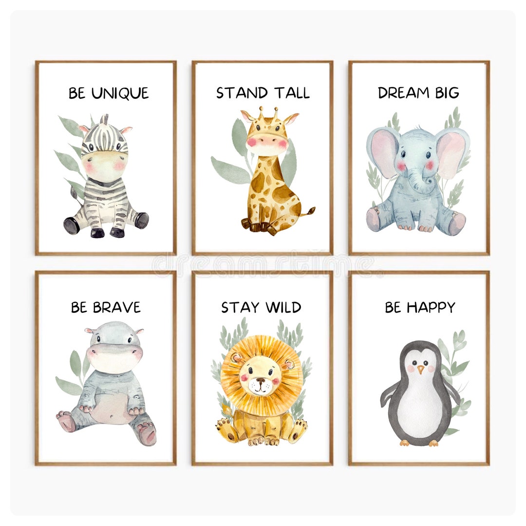 Cute Baby Animal Prints Quotes Set of 3 or 6. Childrens - Etsy