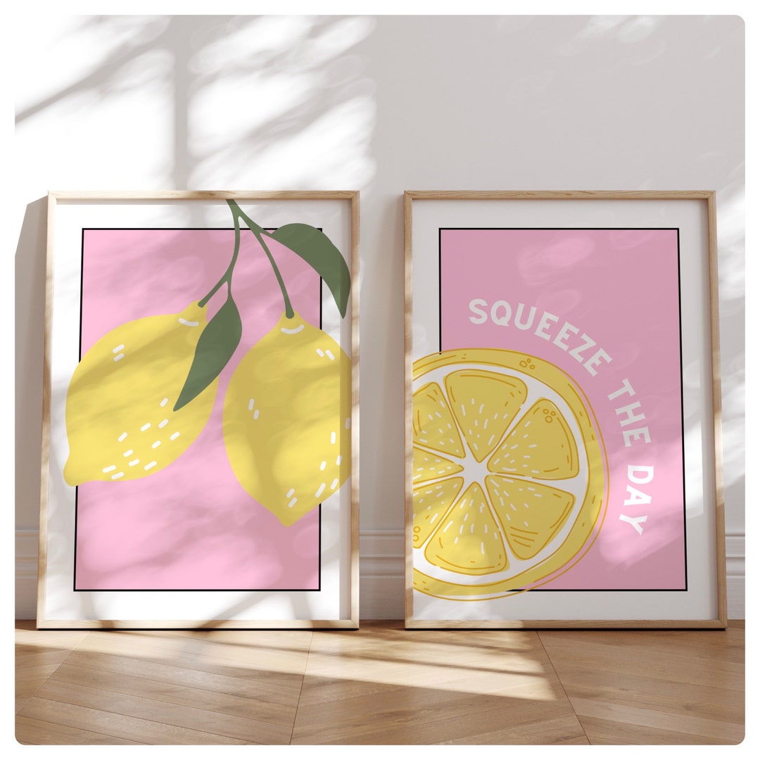 Set of 2, Bright Prints, Lemon , Squeeze the Day, Stylish, Fashion ...