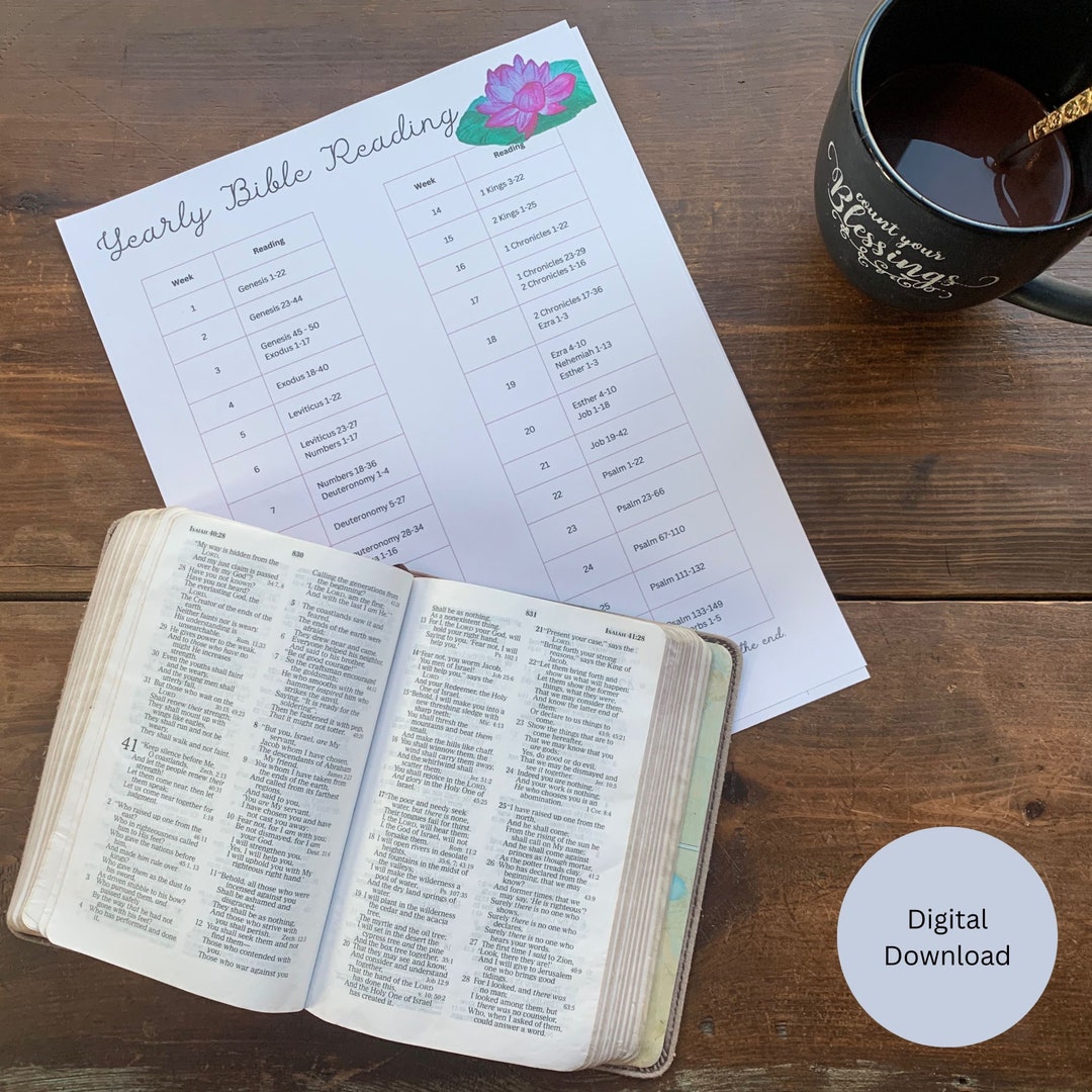 Weekly Bible Reading Plan Lotus Water Lily Bible in a Year Schedule ...