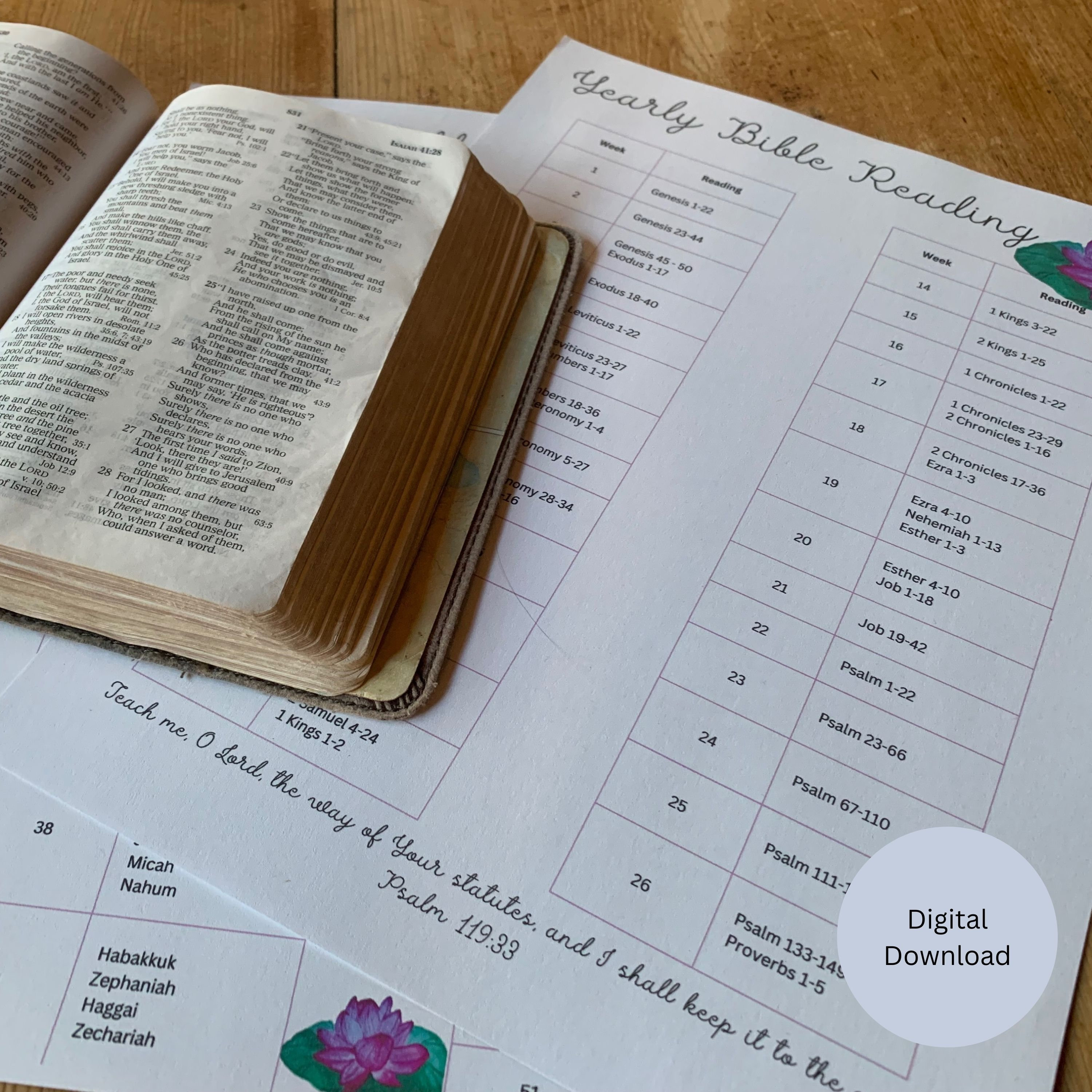 Weekly Bible Reading Plan Lotus Water Lily Bible in a Year Schedule ...