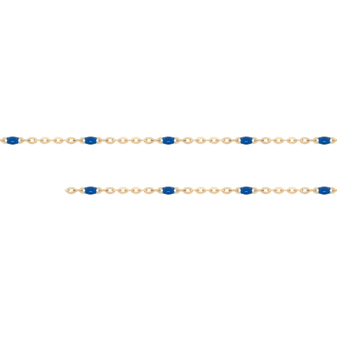 10K SOLID GOLD PERMANENT Navy Enamel Bead by Inch 1.3mm. Non Tarnish ...
