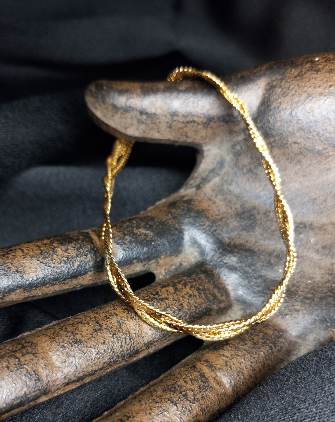 Vintage Monet Bracelet Gold-tone Braided Chain Classy Used Collectable ...