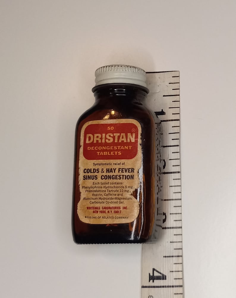 Vintage Dristan Bottle Brown Glass Medicine Bottles Decongestant - Etsy