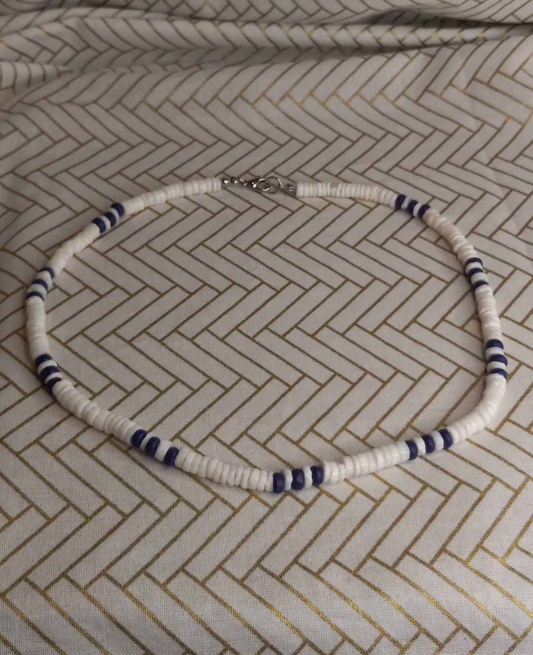 Vintage Puka Shell Choker Necklace White and Purple Beaded 90s Beach ...