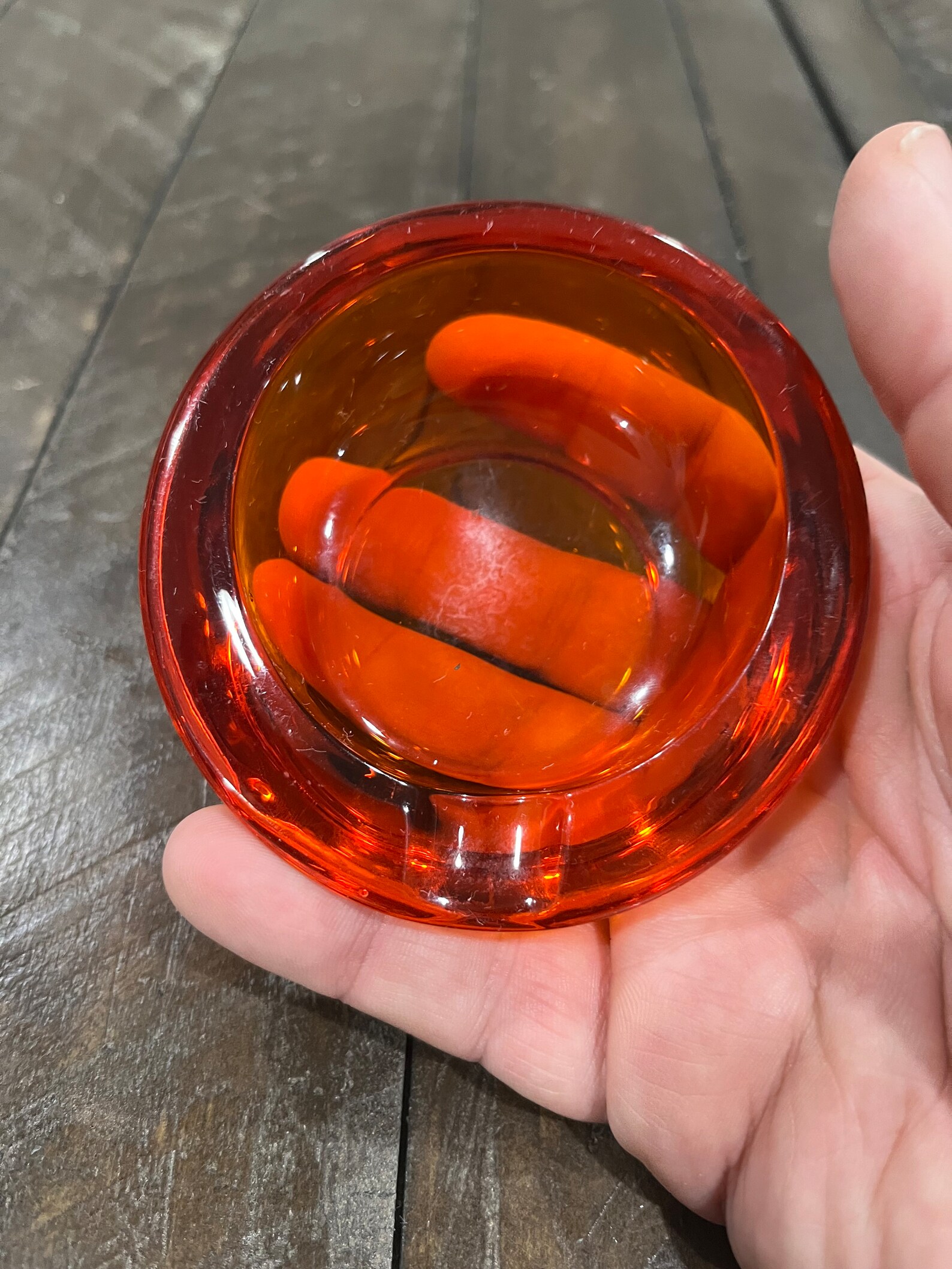 Vtg VIKING Glass Orb Eyeball Atomic Ashtray Orb Persimmon Orange 3.5 ...