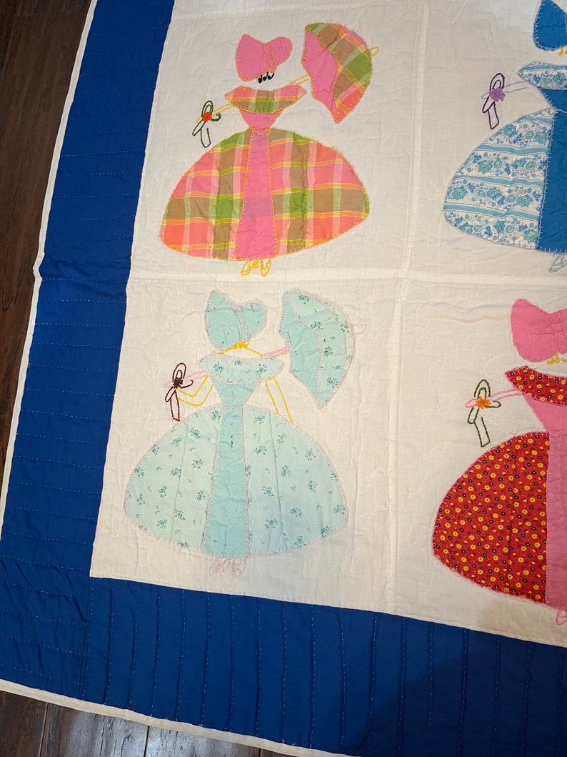 Quilt Parasol Lady Southern Belle Umbrella Sunbonnet 82" X 66" Vtg ...