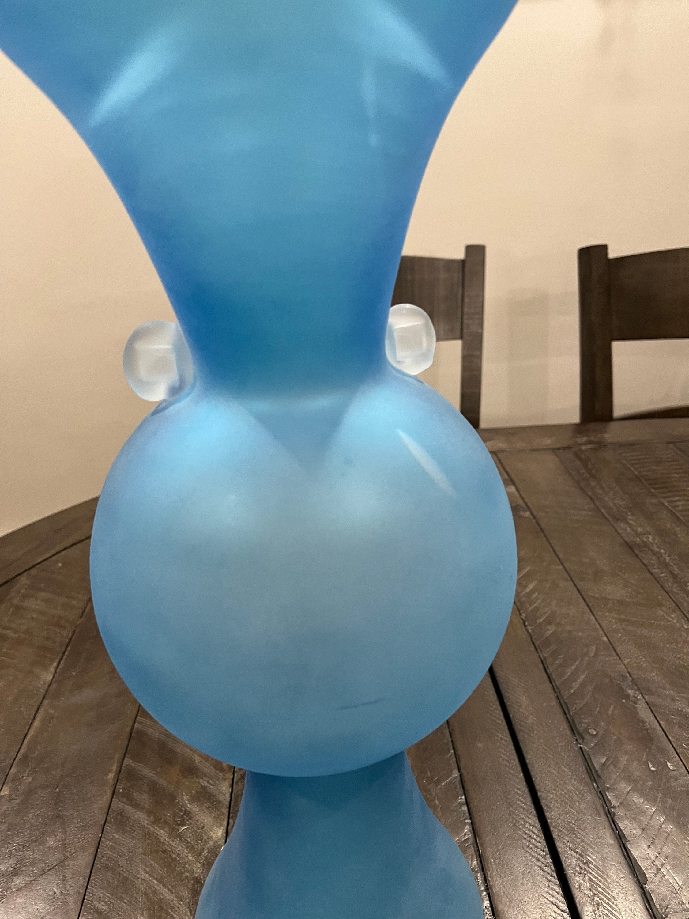 Blenko Glass Victorian Frosted Azure Large Vase #1407 17.5” - Etsy