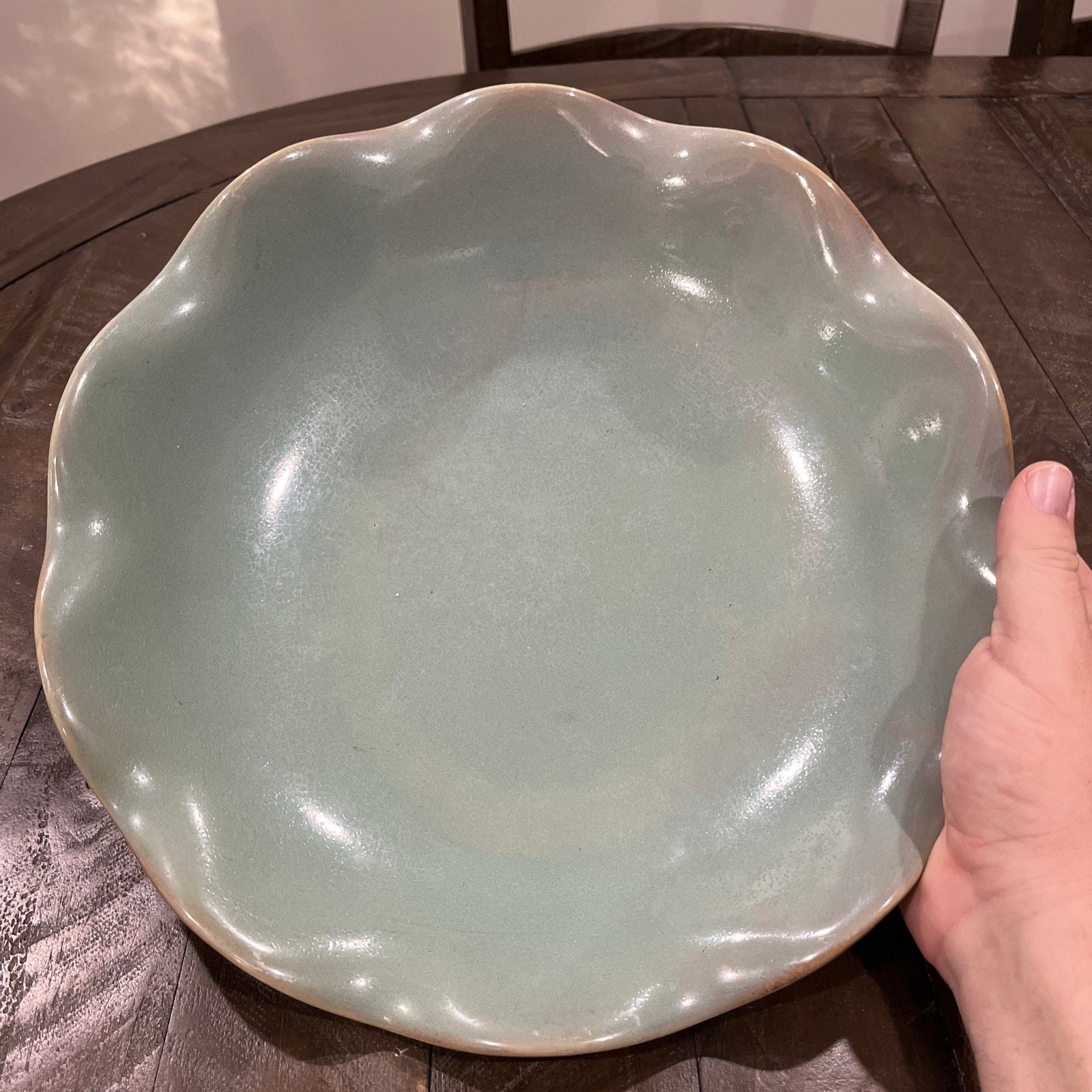 Vintage WCL Ceramic Pottery Decorative Serving Bowl Ruffle Rim Blue ...