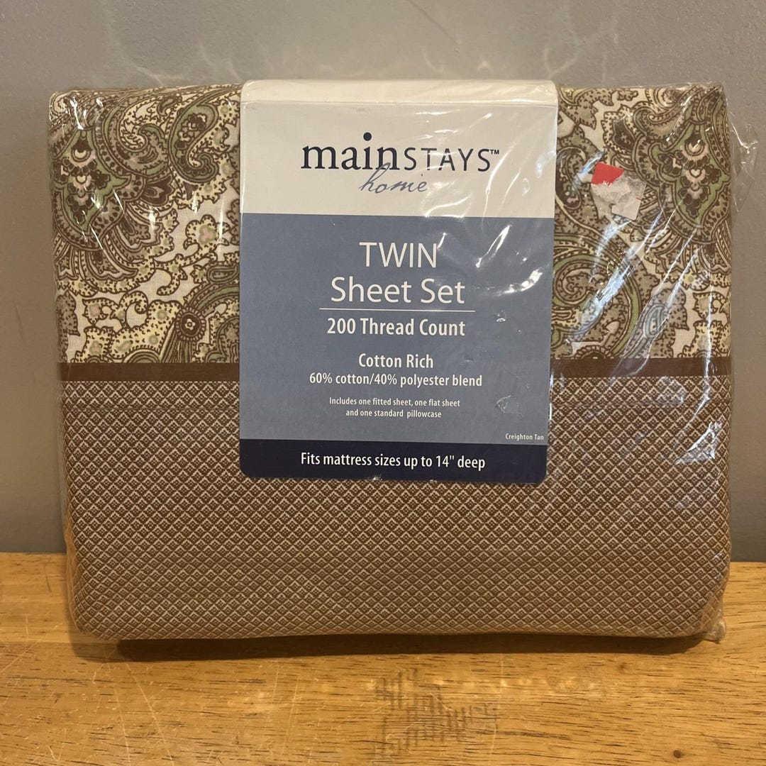 Mainstays Twin Sheet Set Creighton Tan 200 TC FLORAL SHEETS Pink Tan ...