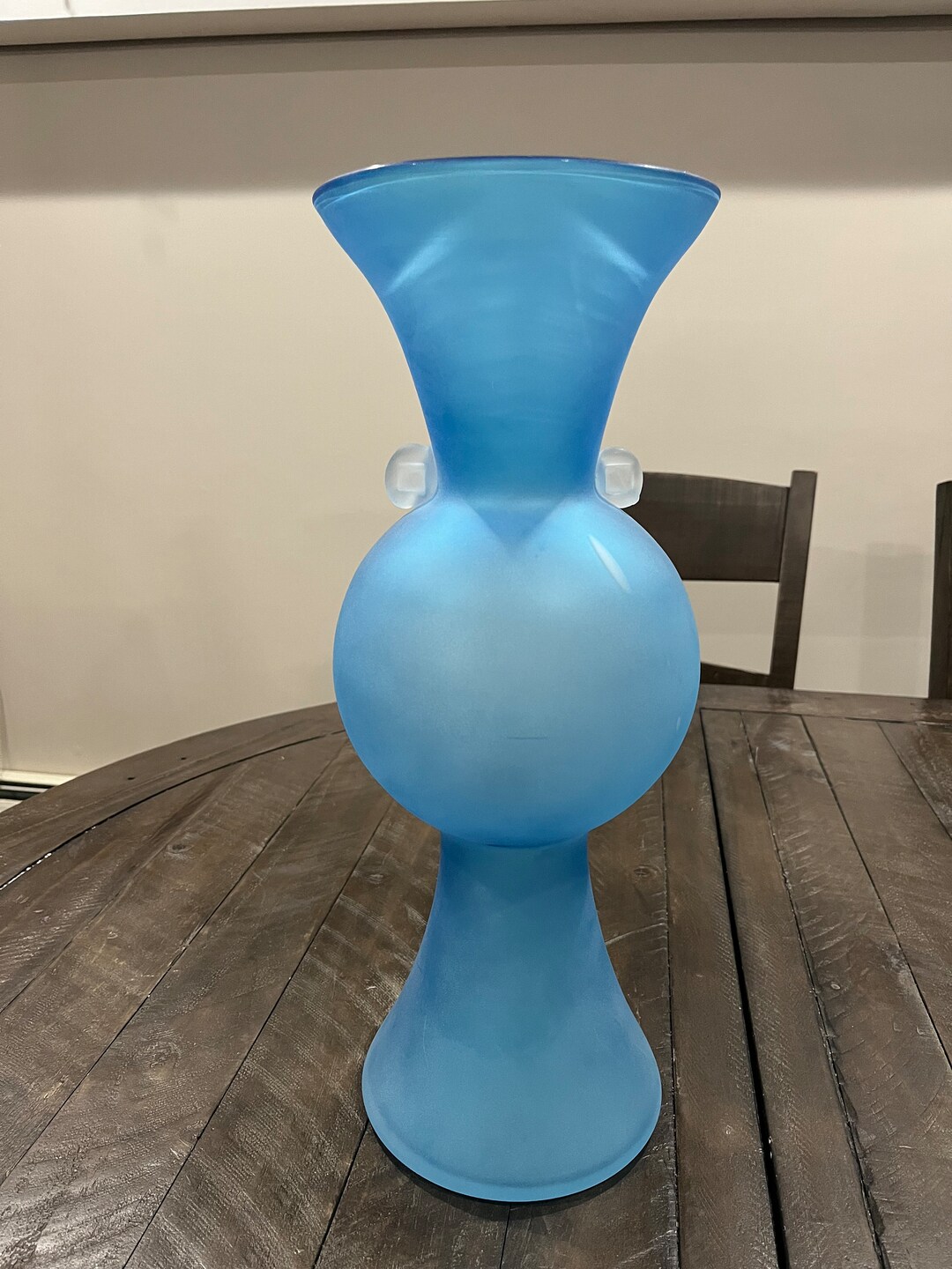 Blenko Glass Victorian Frosted Azure Large Vase #1407 17.5” - Etsy