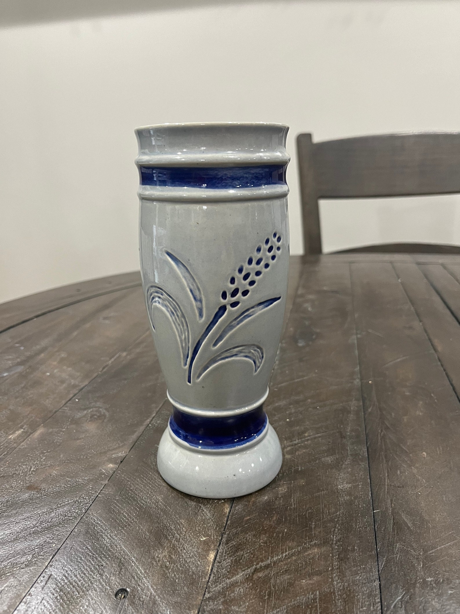 Vintage Beyer Cobalt Blue Salt Glass Glaze Pottery 8” German Stein Bud ...