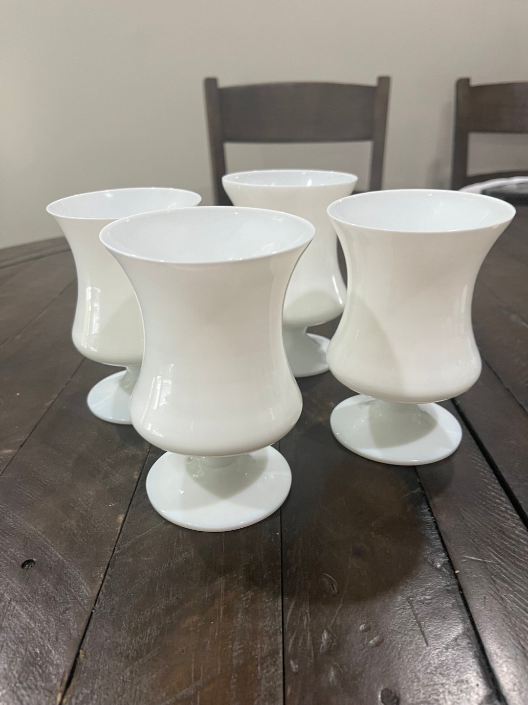 Old Morgantown Glass Solid White Patriot Goblet Glass Set of 4 West ...