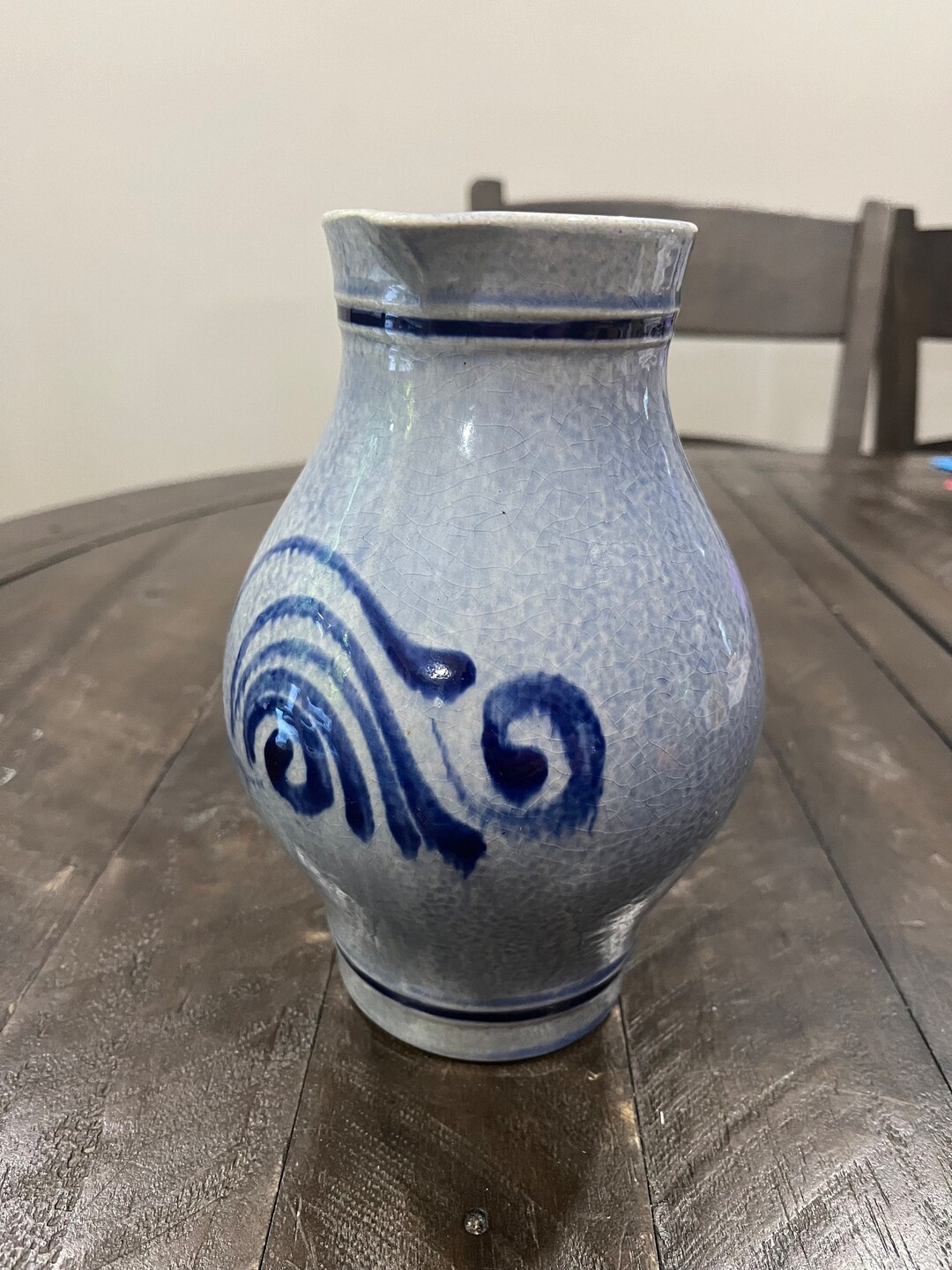 Marzi Remy Salt Glaze Blue Pottery Pitcher West Germany 7.5” Vintage - Etsy