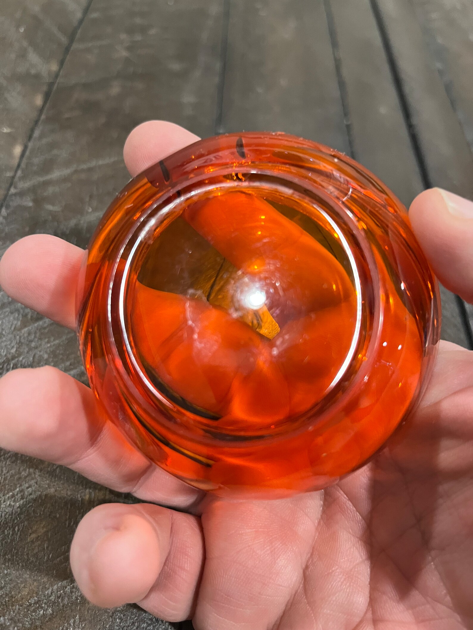 Vtg VIKING Glass Orb Eyeball Atomic Ashtray Orb Persimmon Orange 3.5 ...