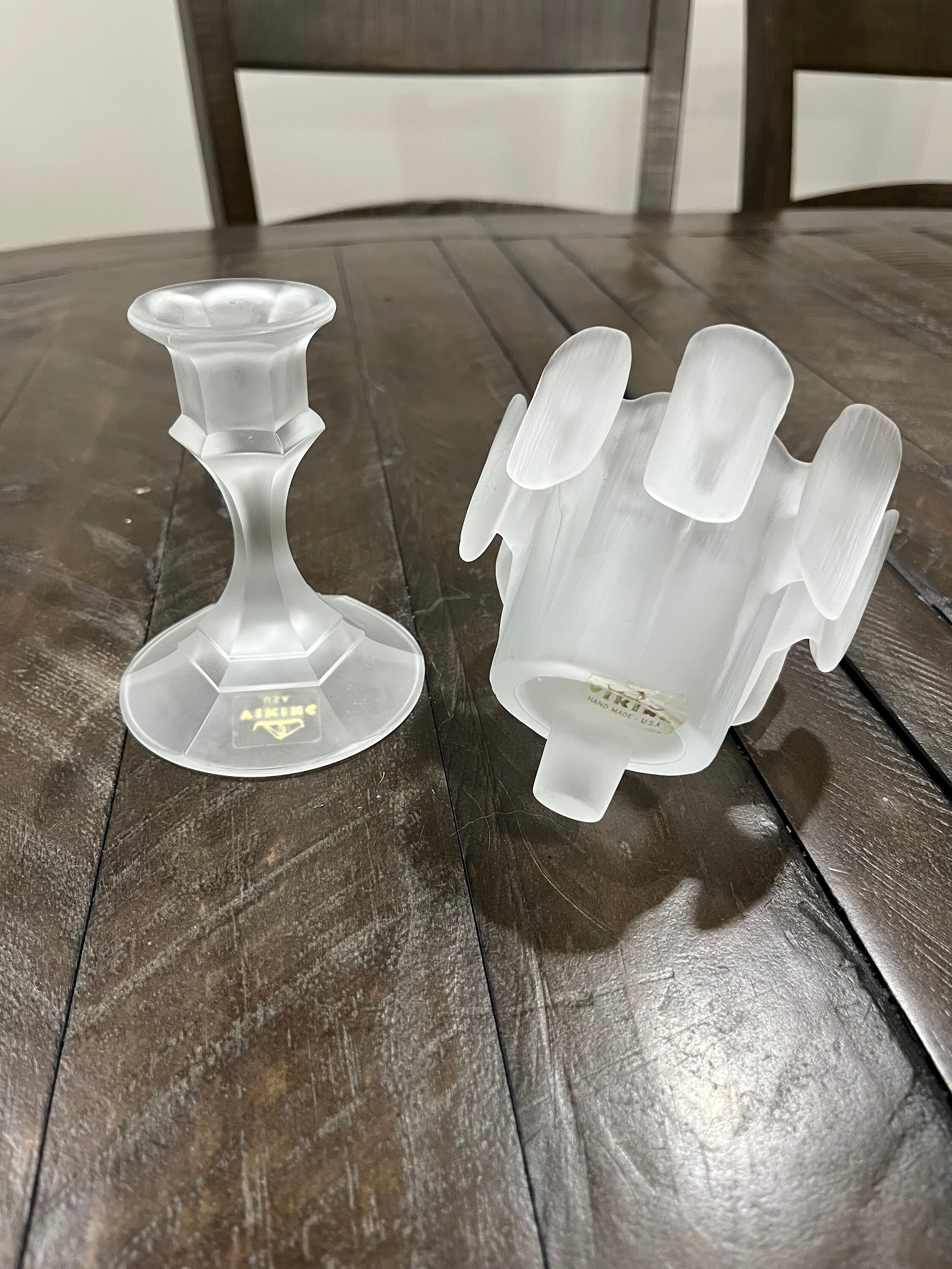 Viking Finnish Crown Satin Crystal Glass Peg Votive Candle Stick Label ...