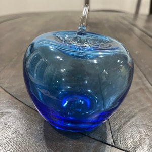 Blenko Art Glass Fruit No. 882 Azure Blue Apple With Clear Stem - Etsy