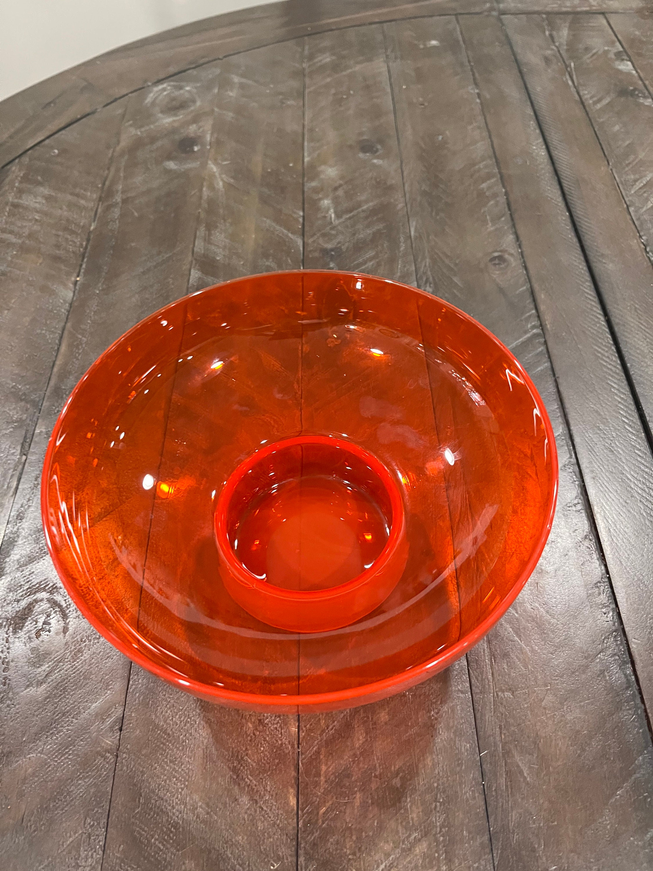 MORGANTOWN Glass Gypsy Fire Orange BARTON Pattern 8 Leeds Console Bowl ...
