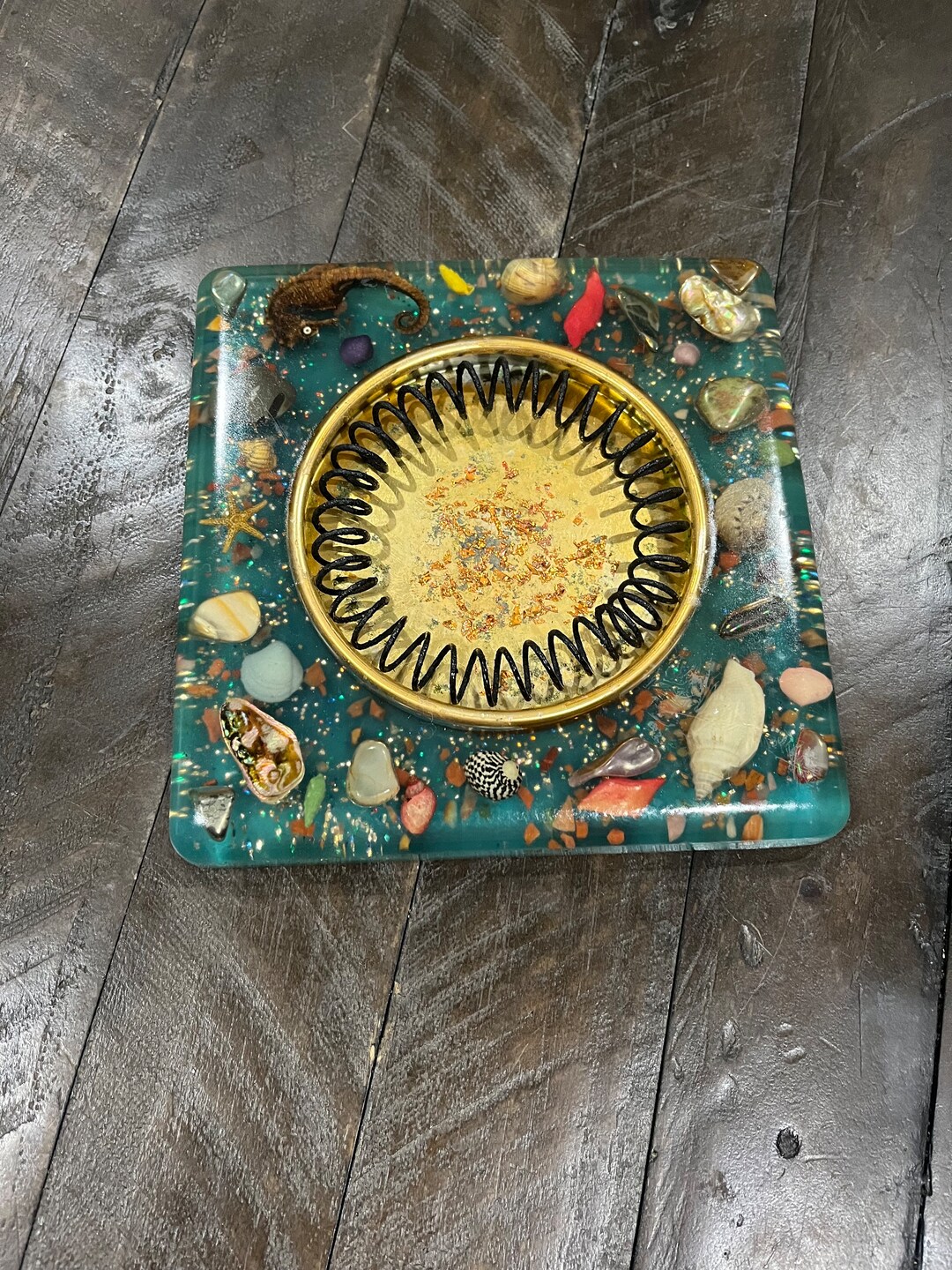 Vtg Blue Lucite Sea Creatures Brass Abalone MCM Cigar Ashtray Shells - Etsy