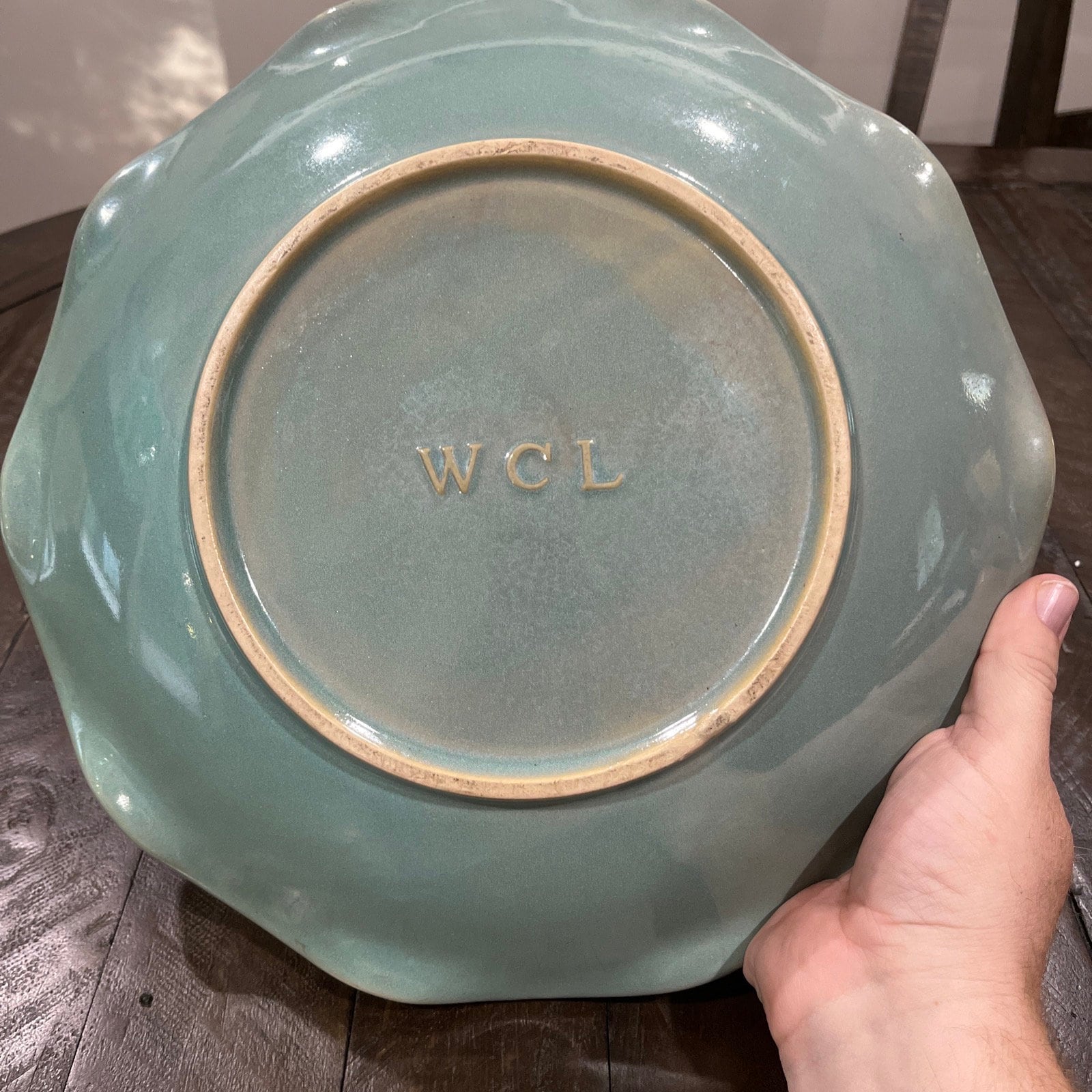 Vintage WCL Ceramic Pottery Decorative Serving Bowl Ruffle Rim Blue ...