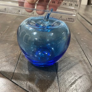 Blenko Art Glass Fruit No. 882 Azure Blue Apple With Clear Stem - Etsy