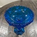 Vintage Fenton Colonial Blue Glass Compote Cabbage Rose Pedestal Candy ...