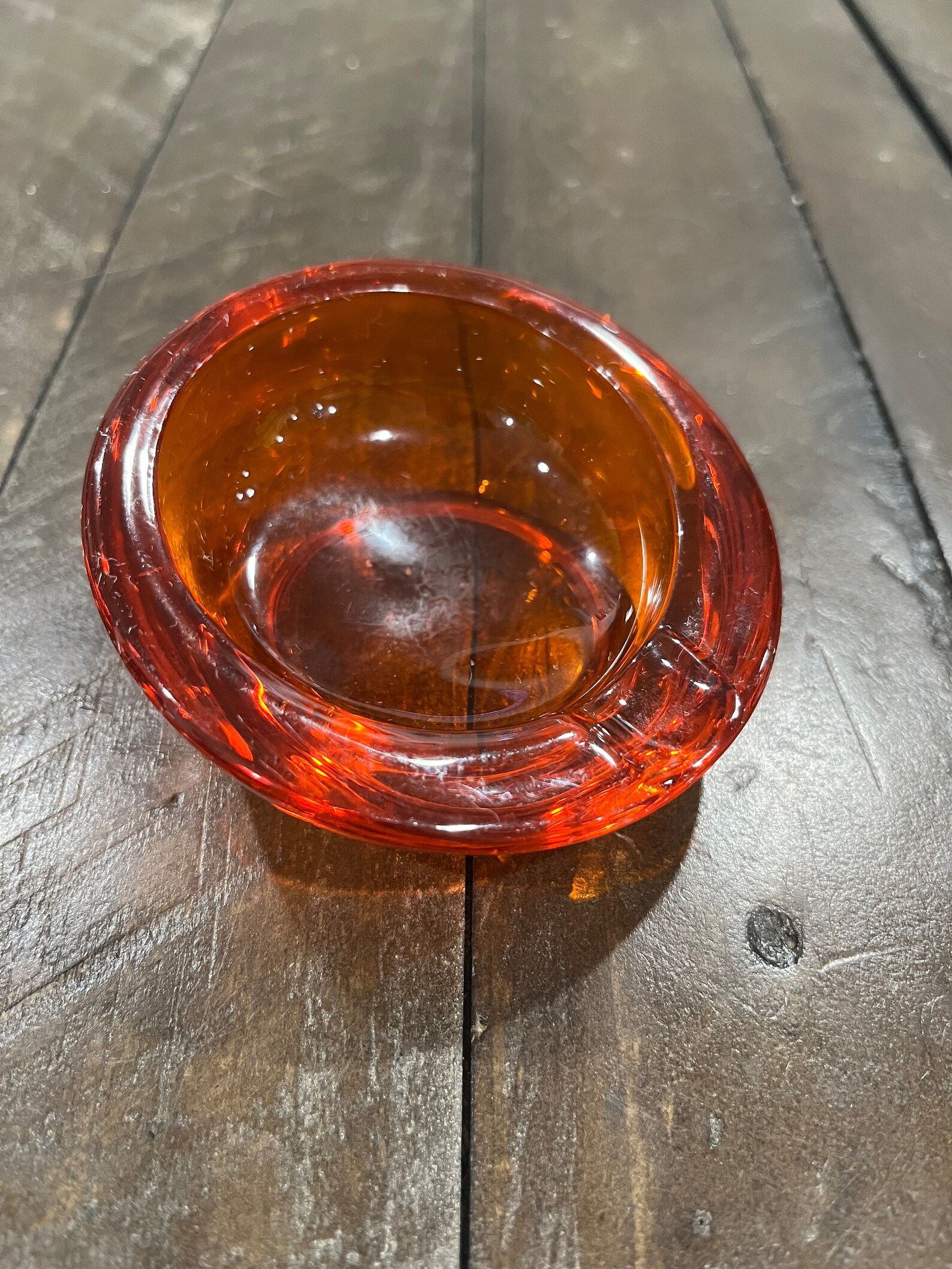 Vtg VIKING Glass Orb Eyeball Atomic Ashtray Orb Persimmon Orange 3.5 ...