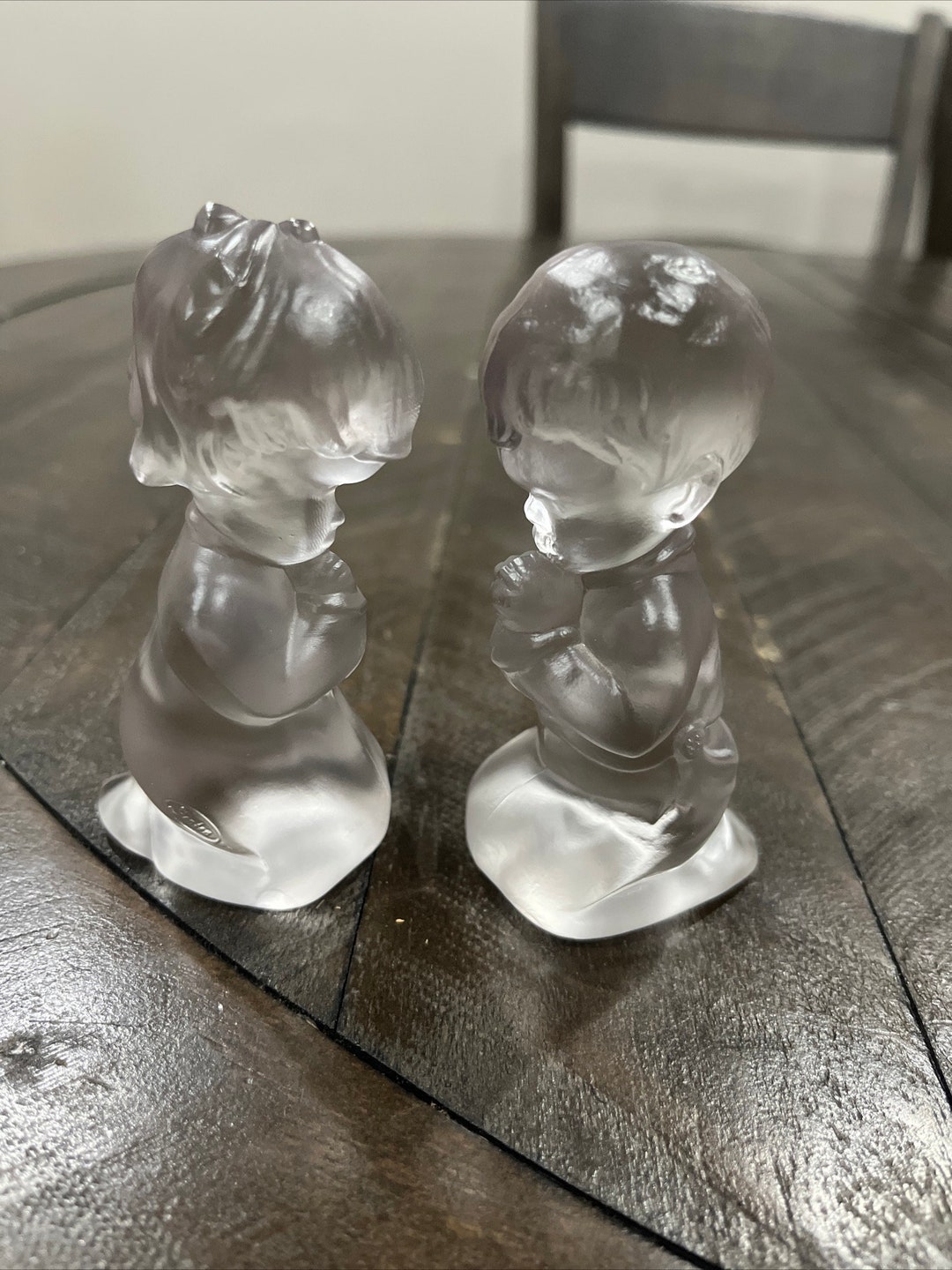 FENTON Boy and Girl-kids Praying Crystal Velvet Glass Figurines Labeled ...