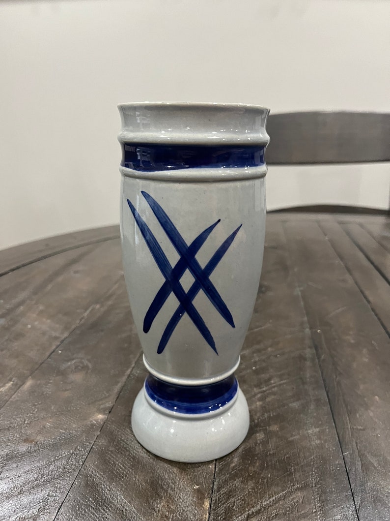 Vintage Beyer Cobalt Blue Salt Glass Glaze Pottery 8” German Stein Bud ...