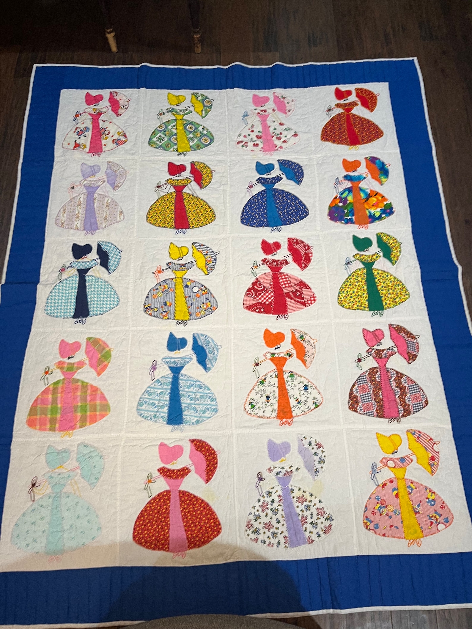 Quilt Parasol Lady Southern Belle Umbrella Sunbonnet 82" X 66" Vtg ...