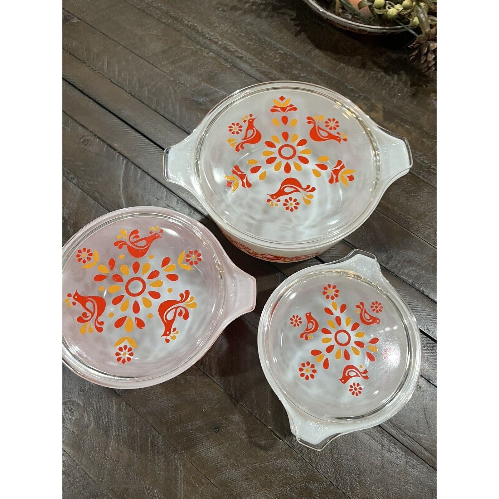 Vintage Pyrex Friendship Pattern Casserole Dishes With Glass Lids - Etsy