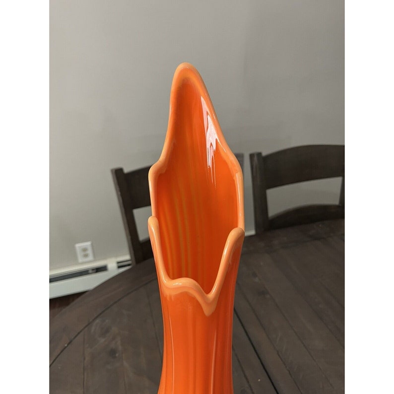 LE Smith Bittersweet Orange Swung Glass Ribbed Vase ~23" - Etsy