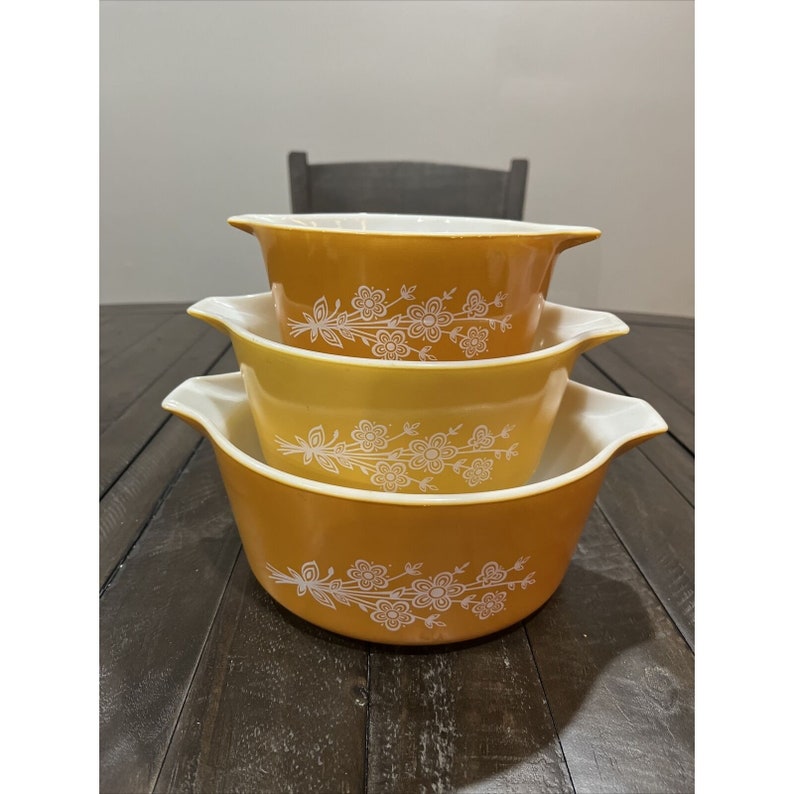 Vintage Pyrex Butterfly Gold Casserole Dish Set 475-B 474-B - Etsy