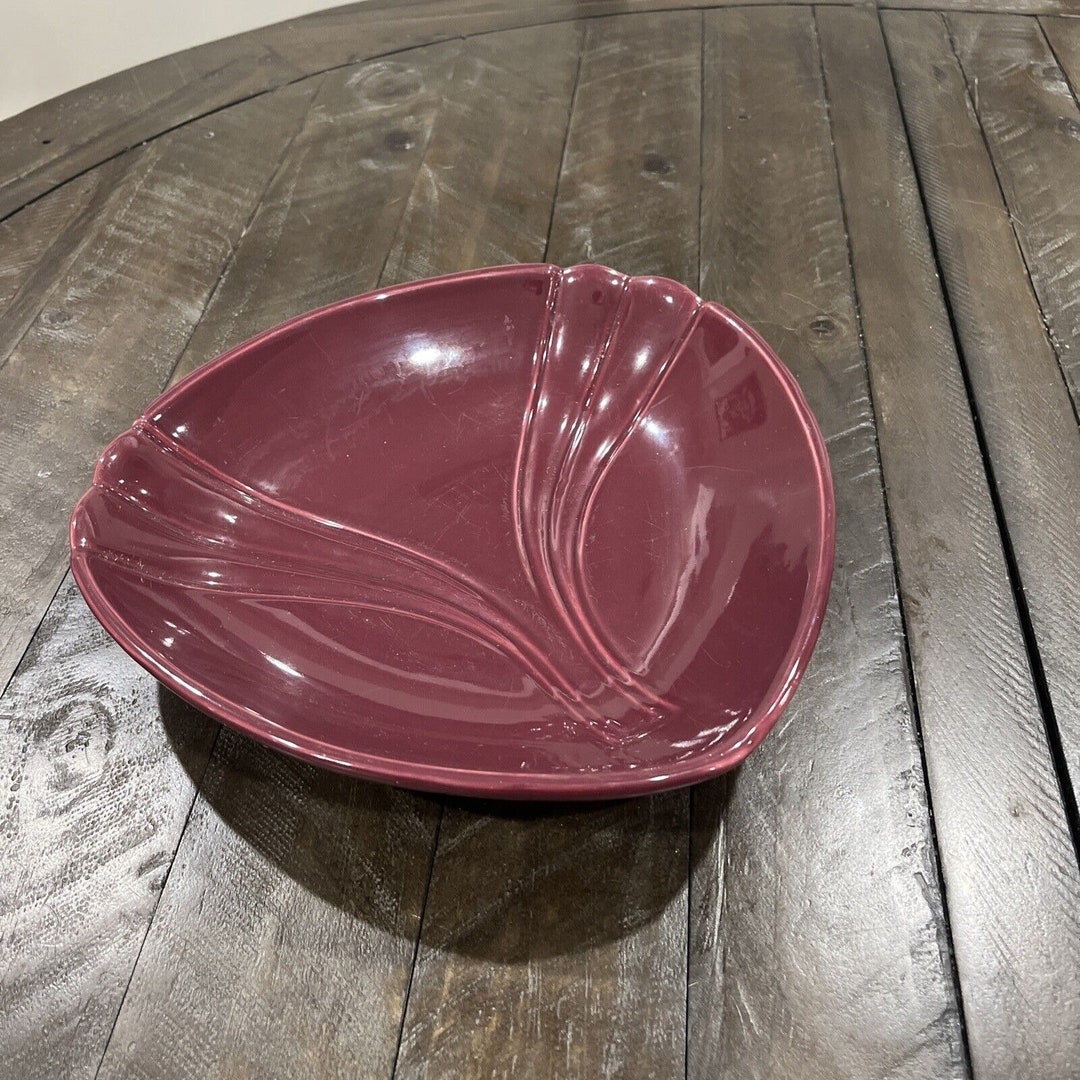 Haeger Pottery Platter Deco Maroon 3281 Art MCM Vintage 1984 - Etsy