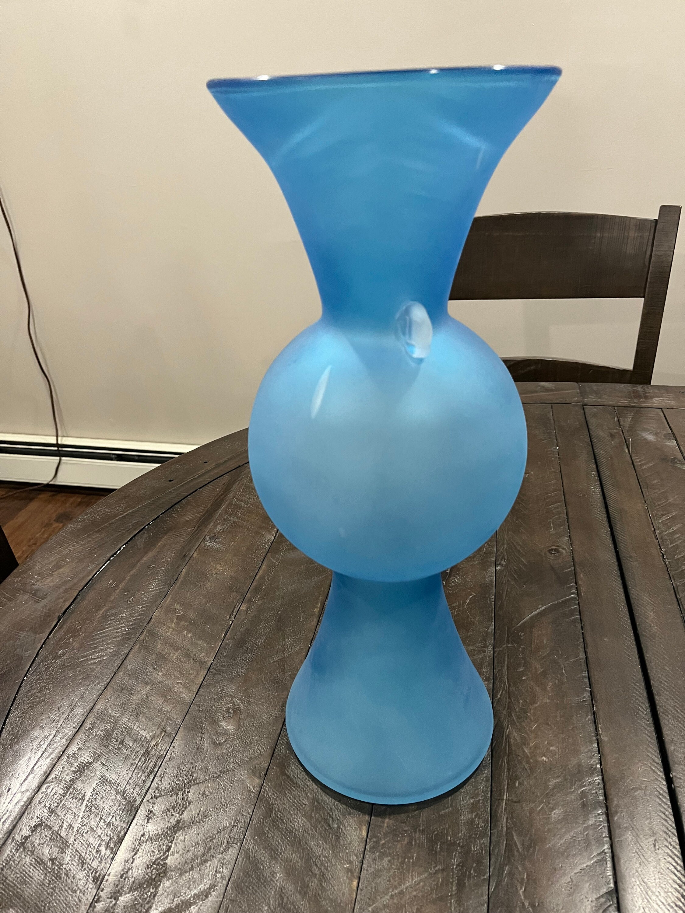 Blenko Glass Victorian Frosted Azure Large Vase #1407 17.5” - Etsy