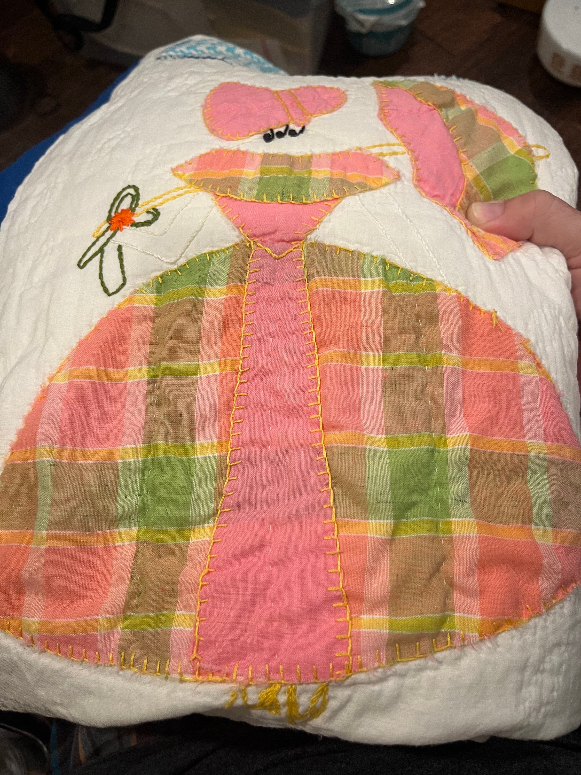 Quilt Parasol Lady Southern Belle Umbrella Sunbonnet 82" X 66" Vtg ...
