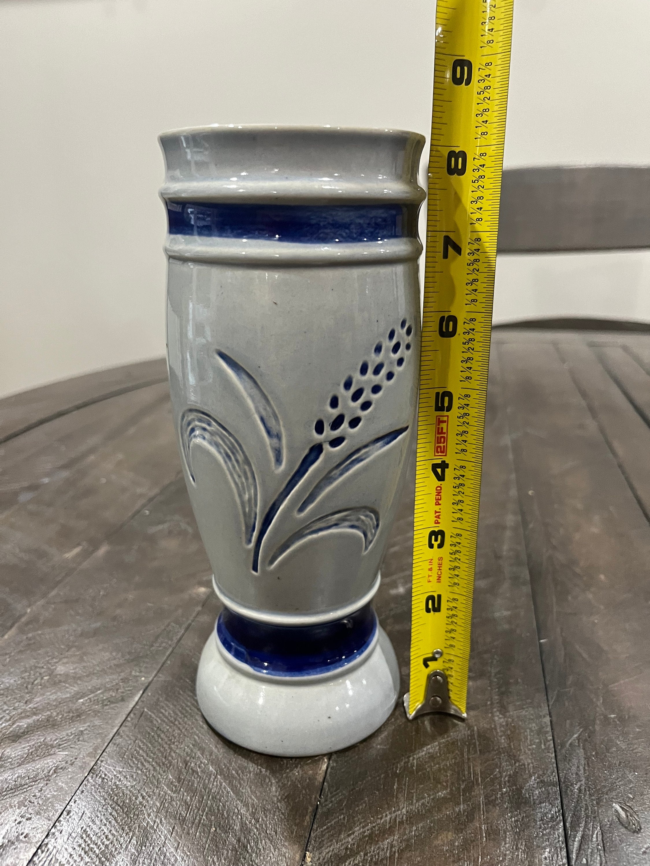 Vintage Beyer Cobalt Blue Salt Glass Glaze Pottery 8” German Stein Bud ...