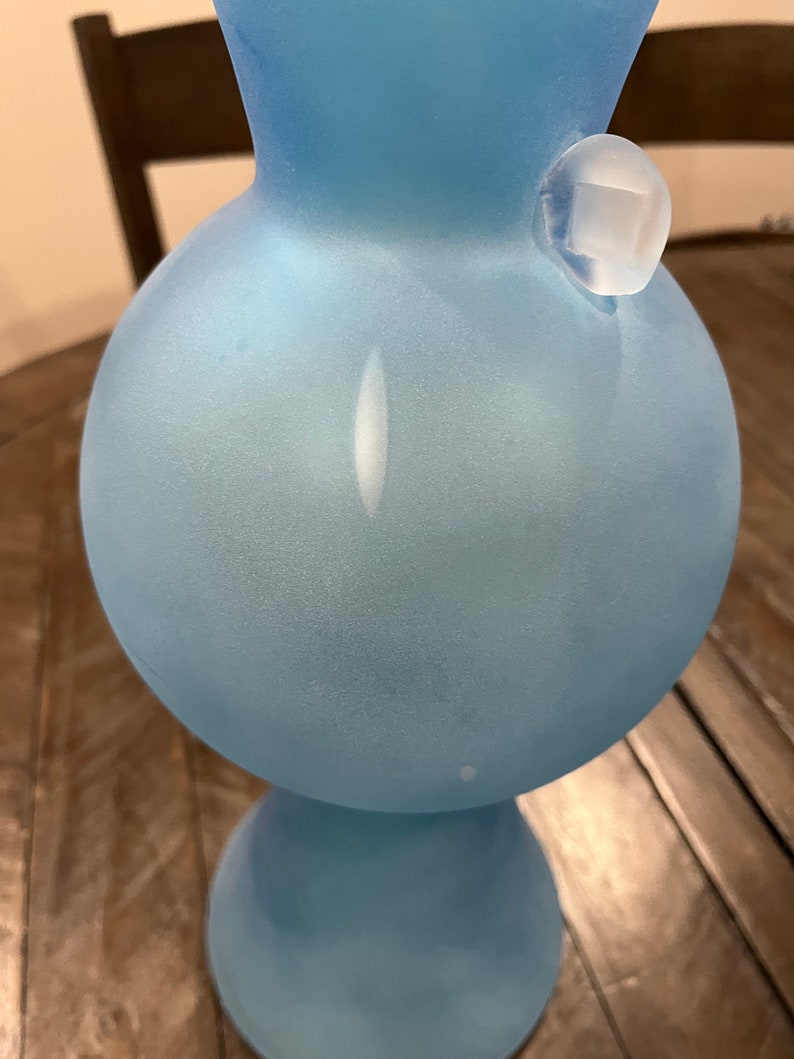 Blenko Glass Victorian Frosted Azure Large Vase #1407 17.5” - Etsy