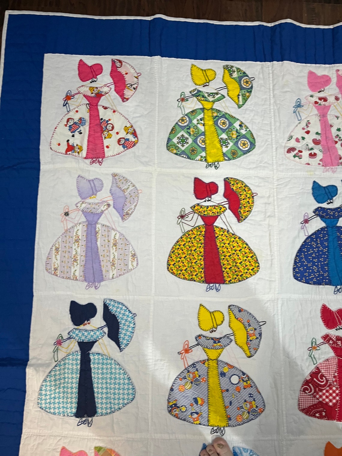 Quilt Parasol Lady Southern Belle Umbrella Sunbonnet 82" X 66" Vtg ...
