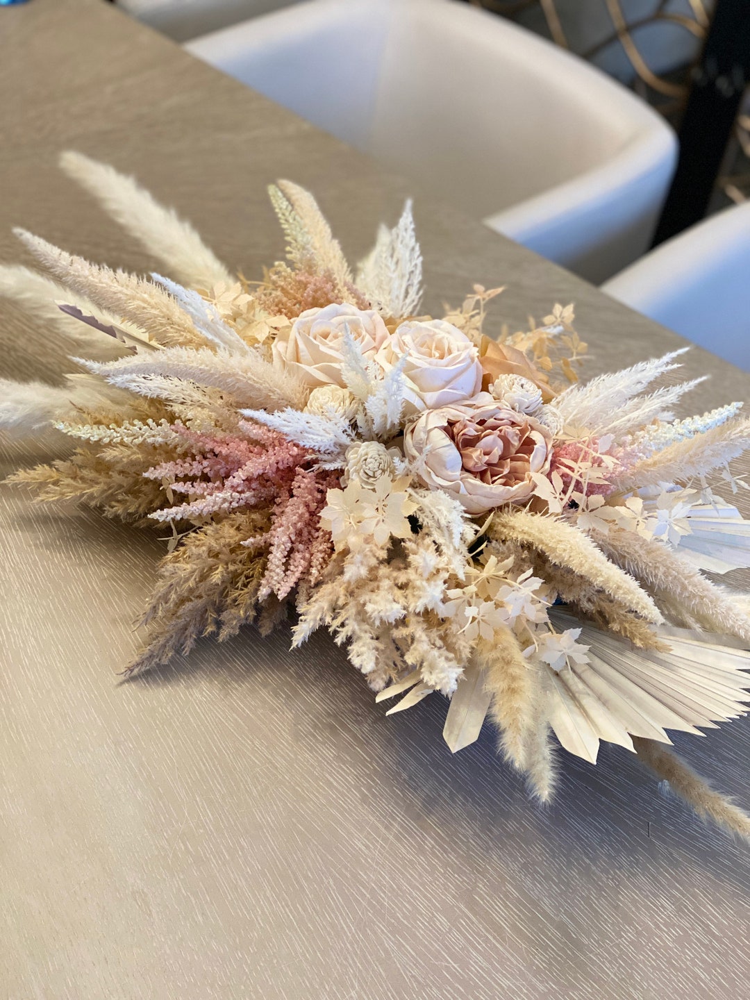 Pampas Dried Flower Arrangement, Wedding Swag, Event Backdrop Floral ...