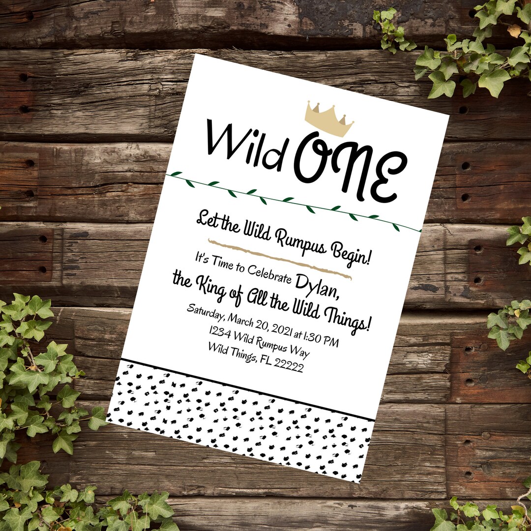 Wild One Birthday Party Invitation - Digital Download Invitation ...