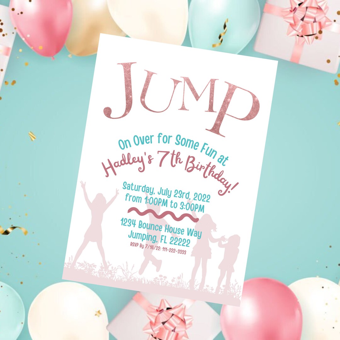 Jump on Over Birthday Party Invitation - Bounce House Party Invitation ...