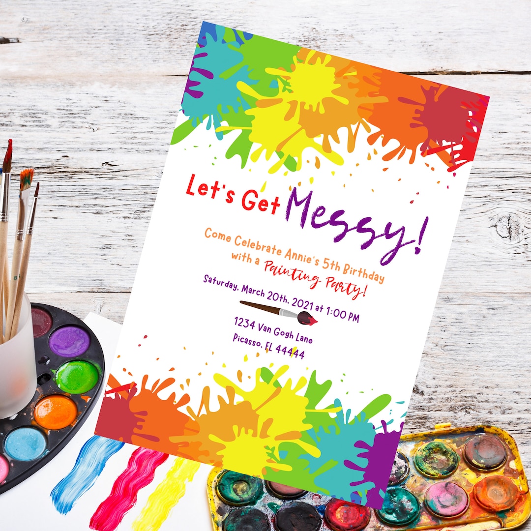 Art Party Invitation - Digital Download Invitation - Painting Birthday ...