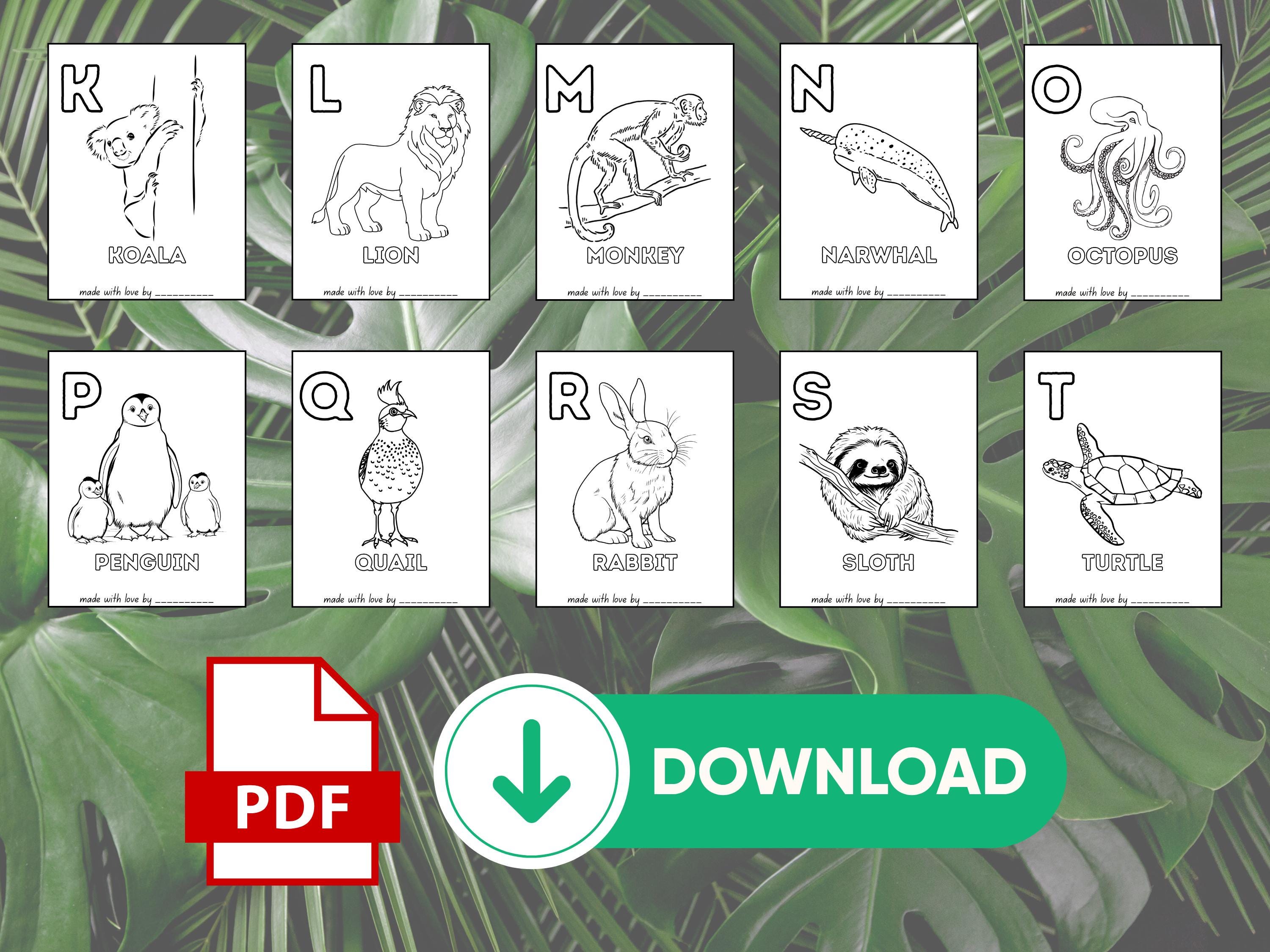ABC Animal Coloring Book – A to Z Alphabet Baby Shower Activity ...