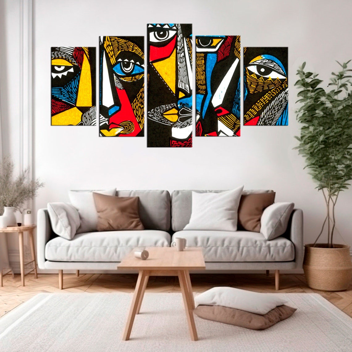 Picasso Abstract Art Colorful Graffiti Wall Art Vivid Abstract Interior ...