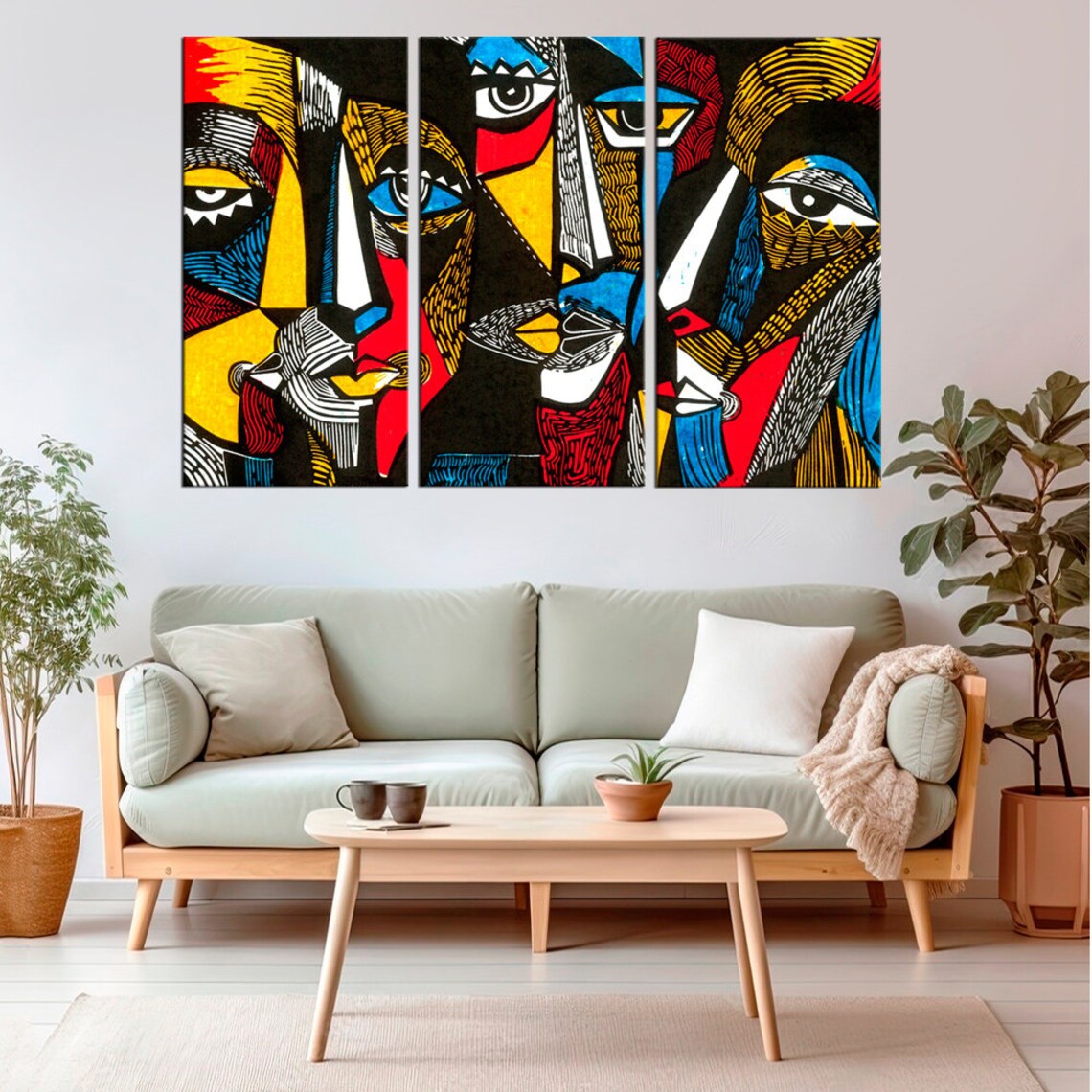 Picasso Abstract Art Colorful Graffiti Wall Art Vivid Abstract Interior ...