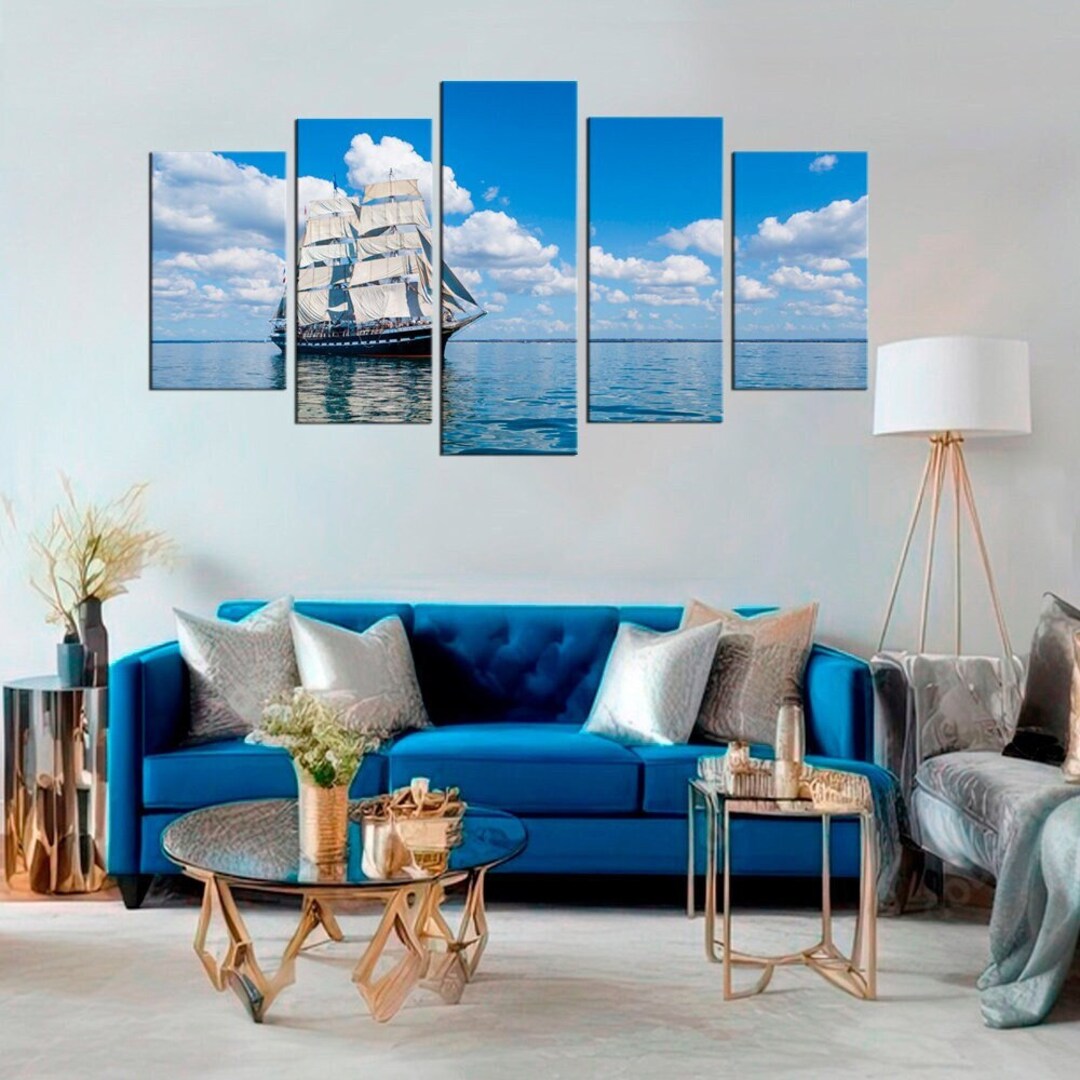 Ship at Sea - Marine Sailing Ship - Waves White Clouds - Sailboat in ...