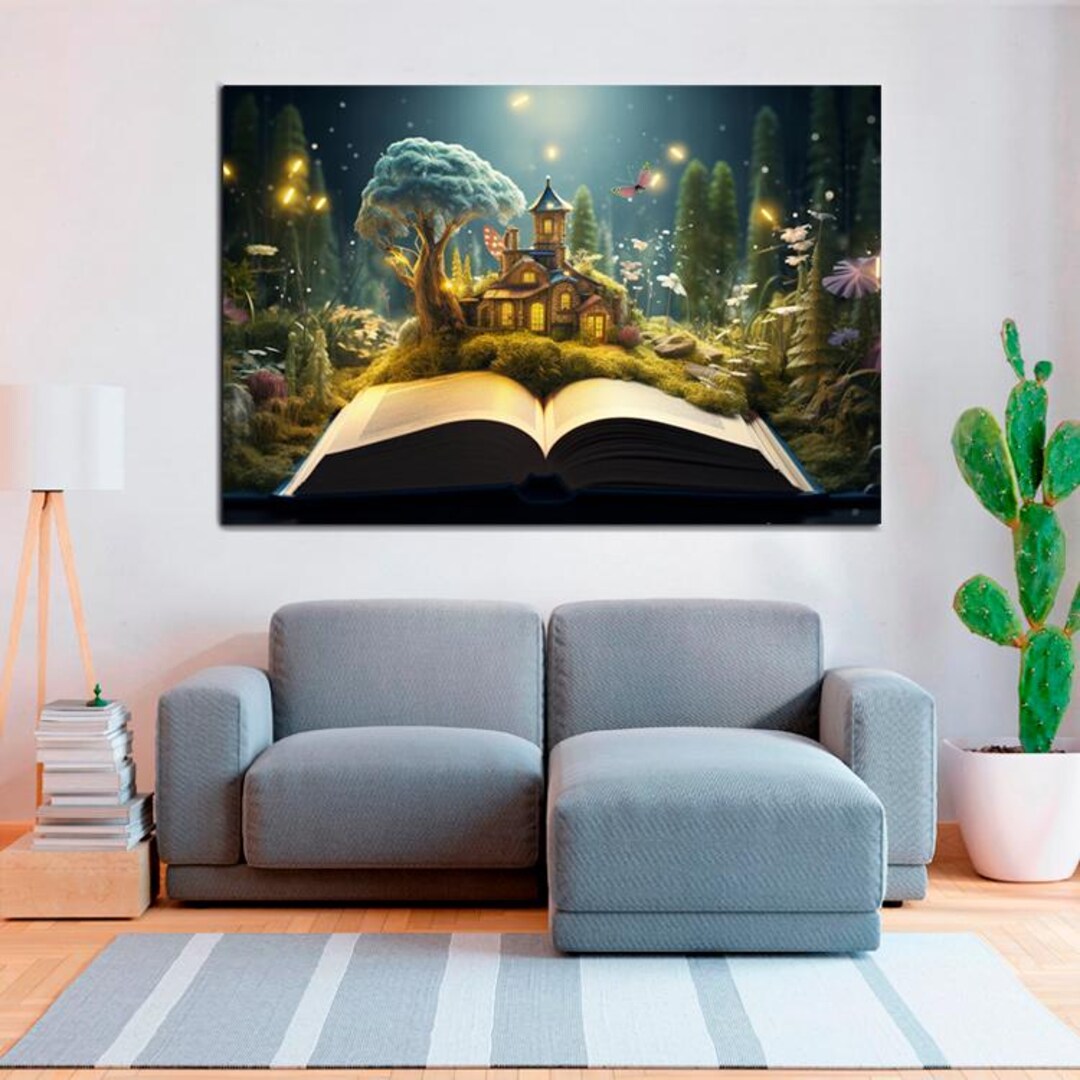 Magical Fairytale Book Art Print, Enchanted Forest Illustration ...